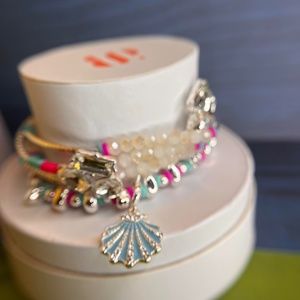 Bomb Party | Jewelry | Bomb Party Stacks 223 Oh Shell Yeah Complete 3 Bracelet Set Rhodium ...